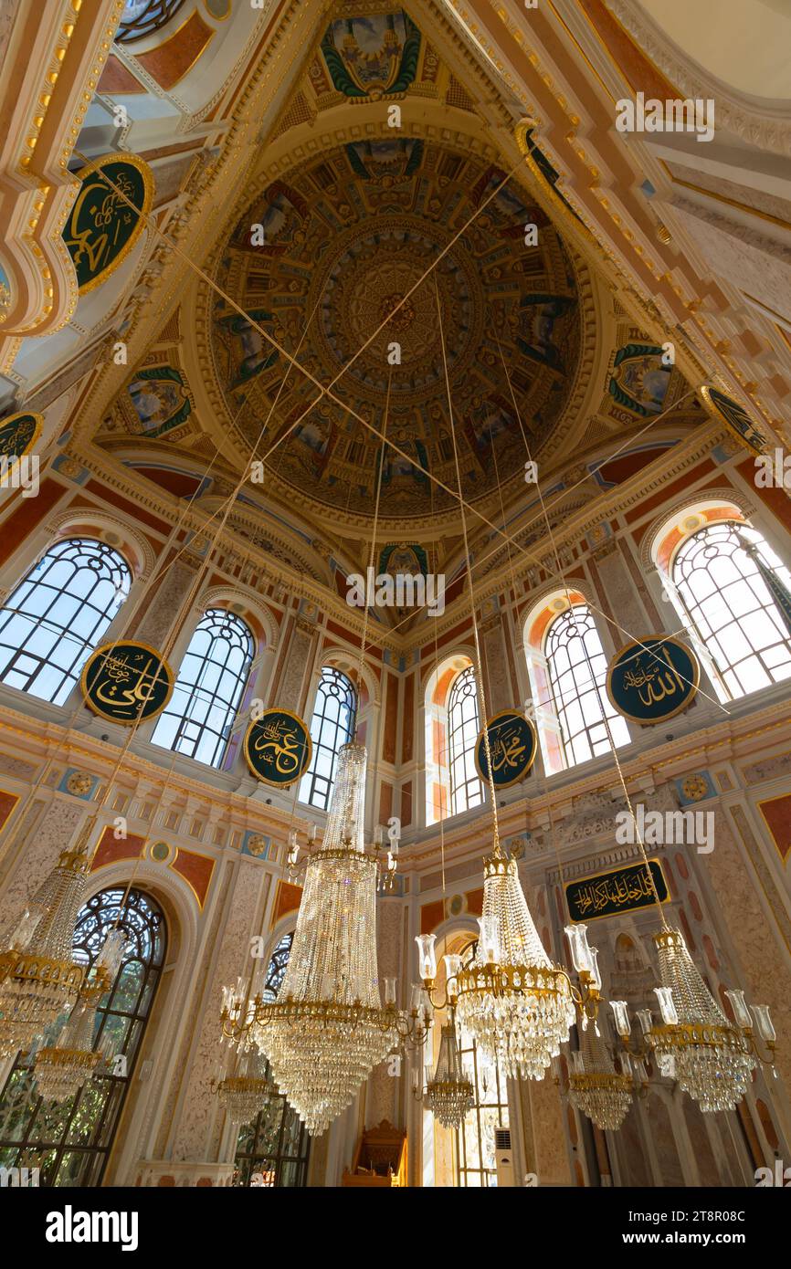 Ortakoy Mosque interior view. Ottoman mosque architecture background ...