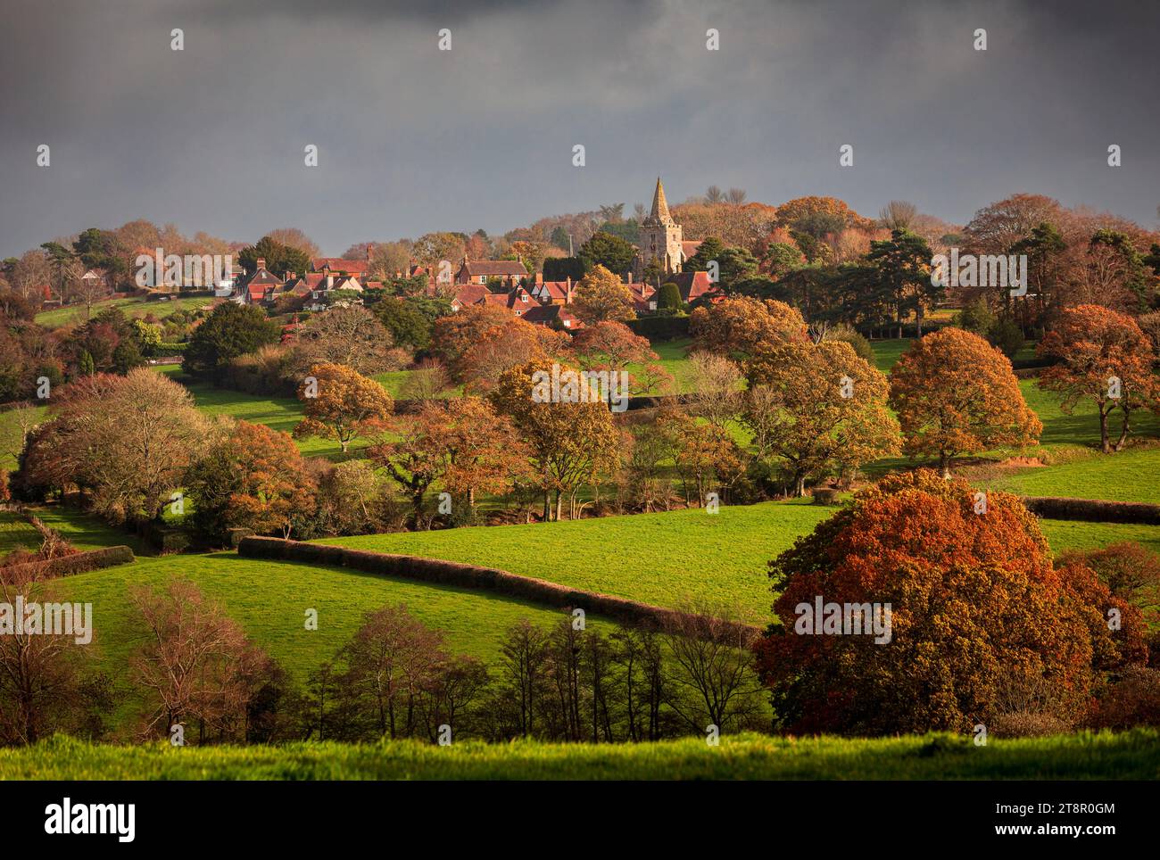 Dallington church and autumn countryside on the high weald in east ...