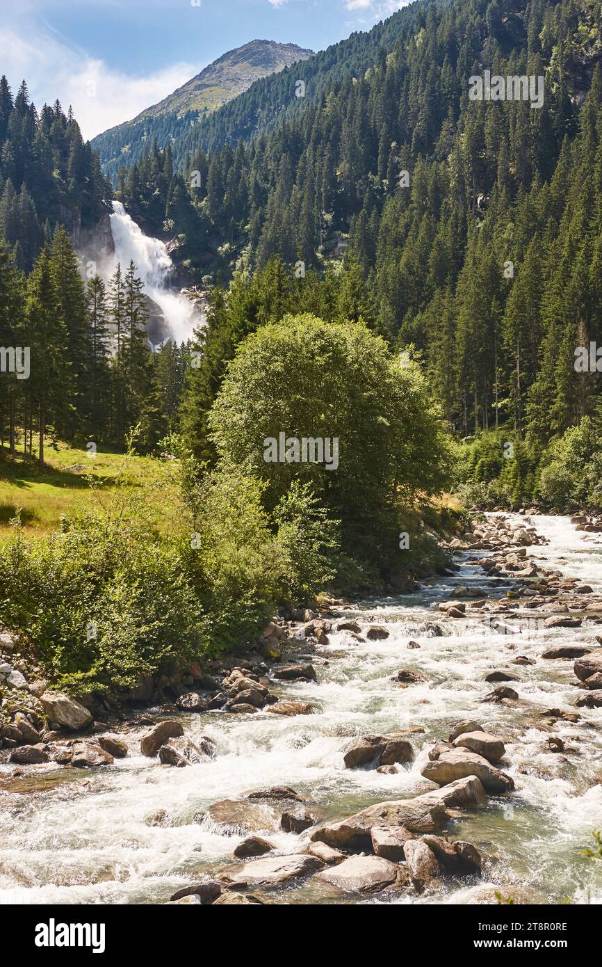Krimml waterfalls. Nature landmark in Salzburg region. Austrian ...