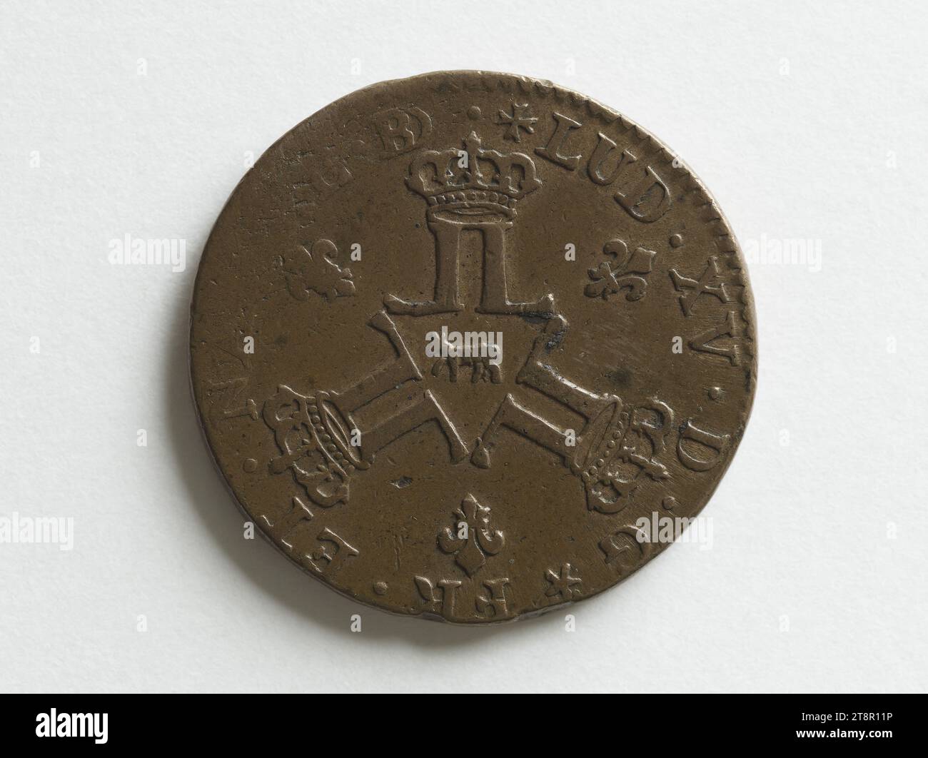 Coin of sixteen deniers of the mines of France of Louis XV, 1723 ...