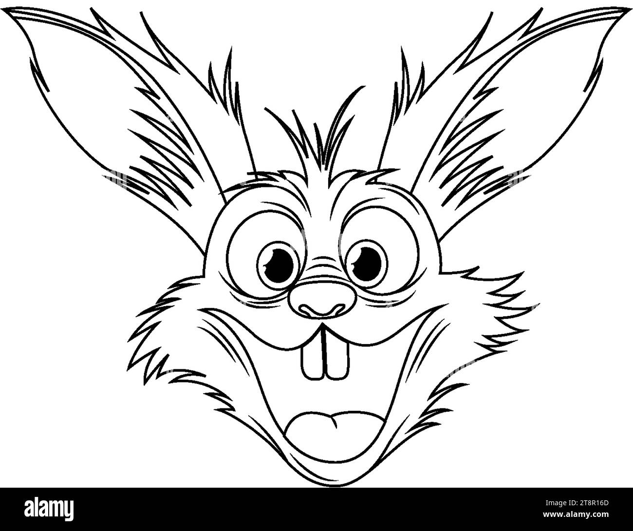A cartoon rabbit with a scary smile jumping, isolated on white for ...