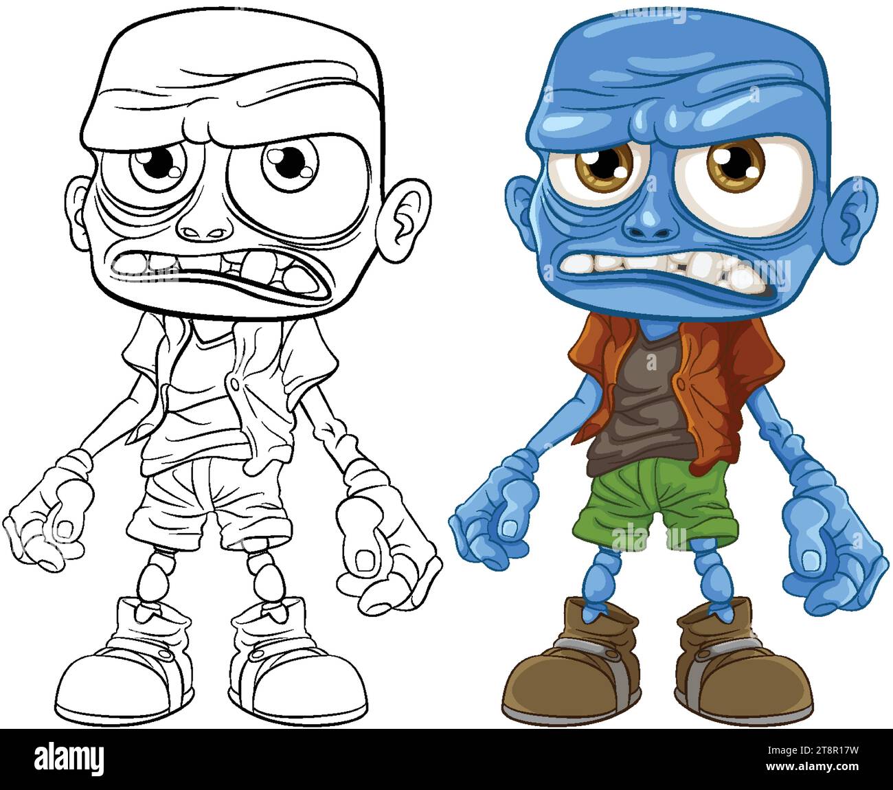 An old, bald-headed zombie with a grumpy expression, depicted in a ...