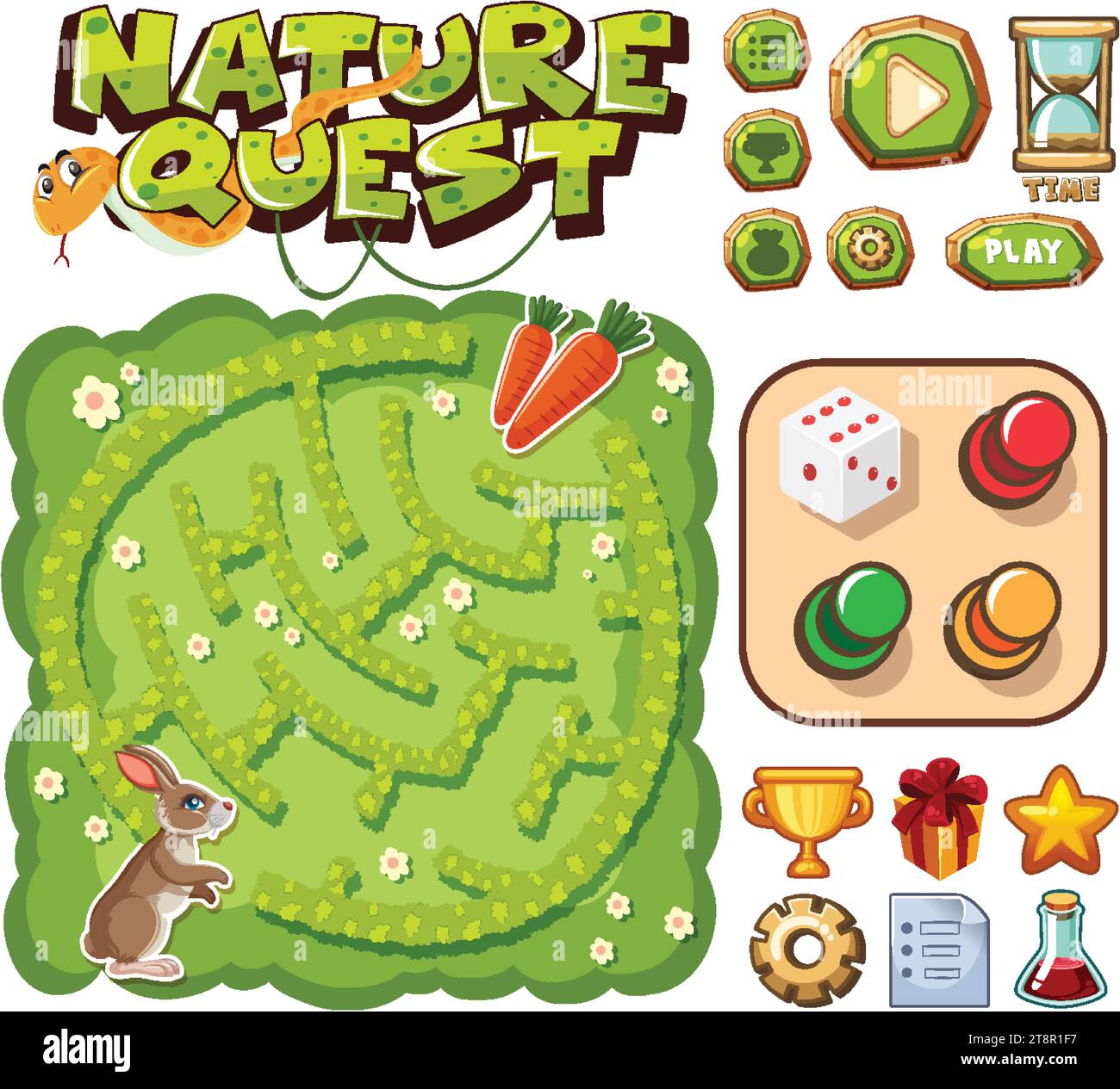 A vector cartoon illustration of a garden-themed maze game Stock Vector ...