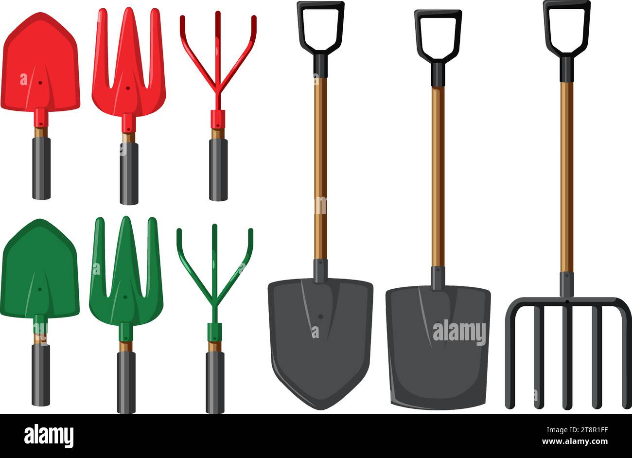 Colorful vector cartoon depicting a set of garden tools Stock Vector ...