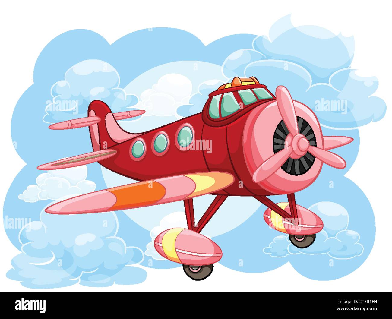 A classic vintage aircraft is flying in a sky full of clouds in a ...