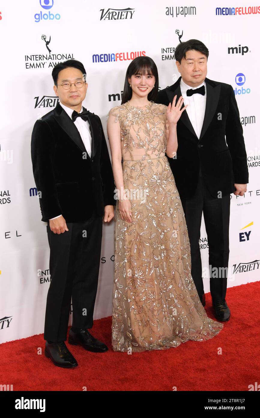 New York, USA. 20th Nov, 2023. Lee Sang-baek, Park Eun-Bin and Yoo In-sik attending the 2023 ...