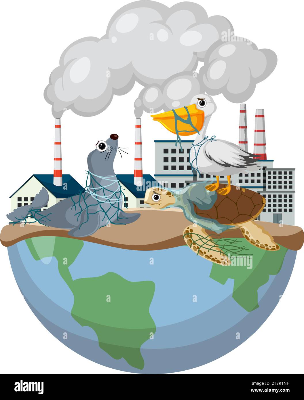 Illustration depicting the devastating impact of pollution on animals ...