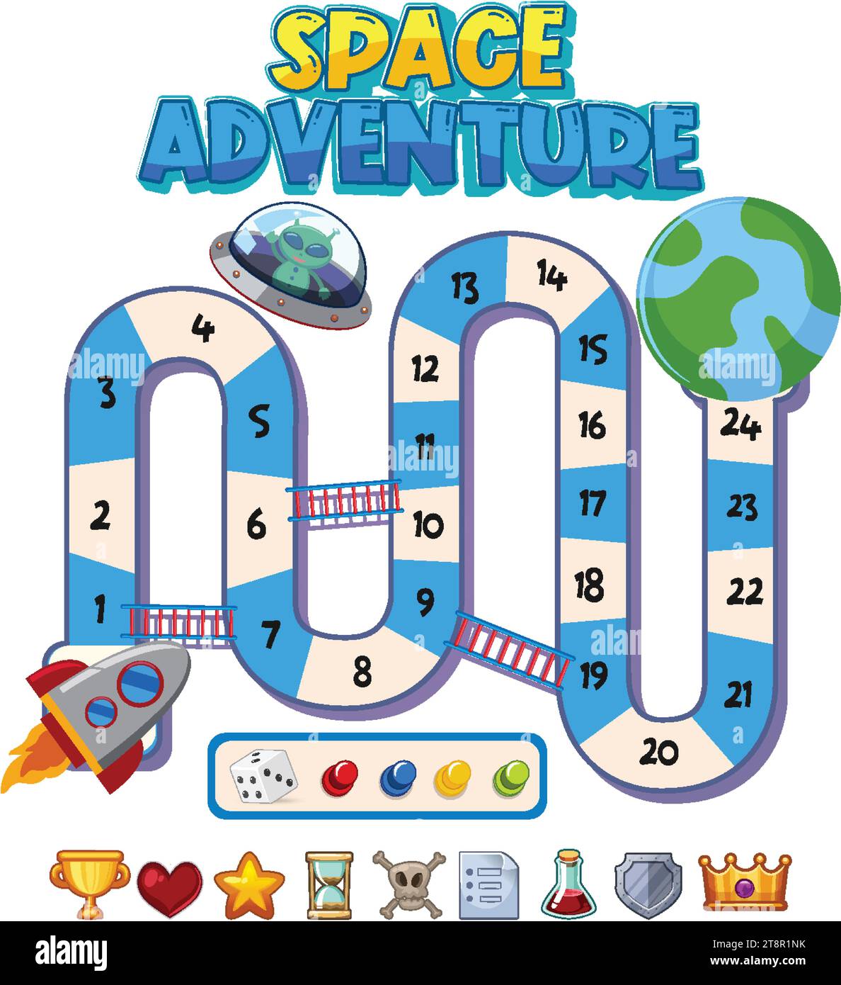 A vector cartoon illustration of a space-themed maze game template ...