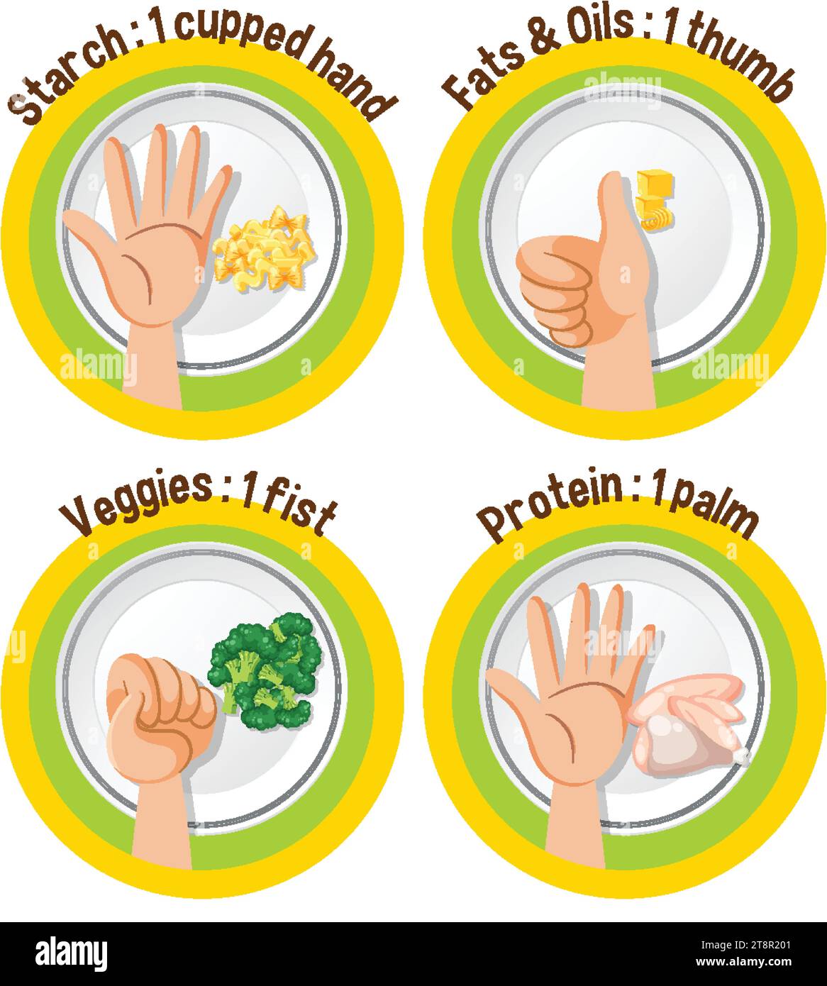 Learn how to compare food portions using hand sizes Stock Vector Image ...