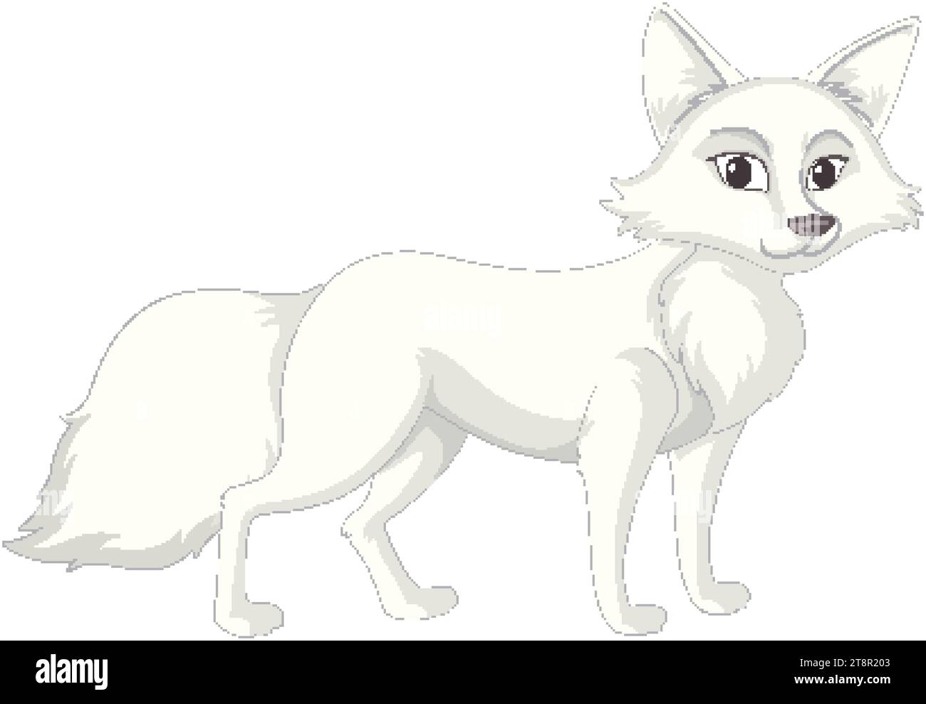 Cute white fox cartoon isolated illustration Stock Vector Image & Art ...