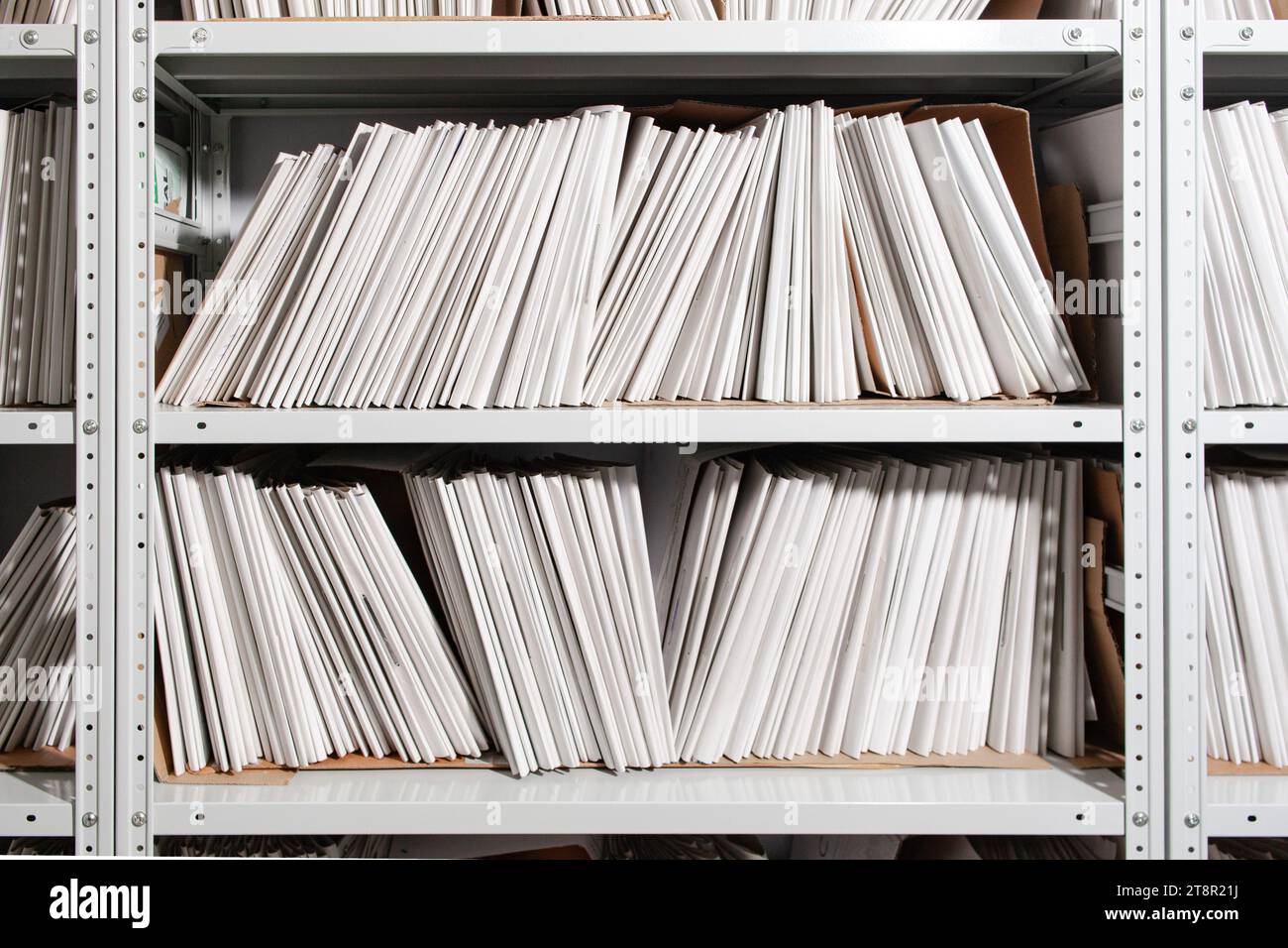 Shelves With Paper Documents Organized Office Space With Neatly Arranged Paper Documents And