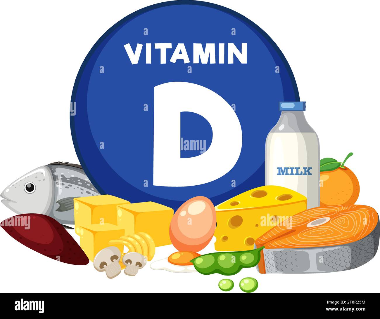 Illustration Of A Variety Of Vitamin D Rich Fruits And Vegetables Stock Vector Image And Art Alamy
