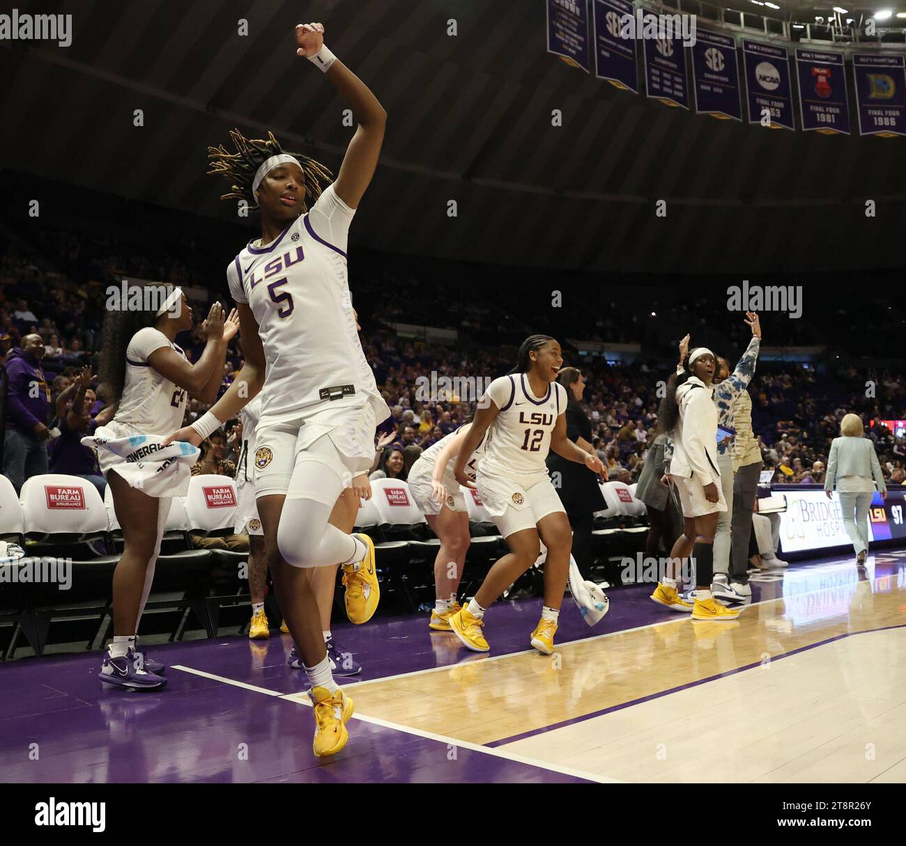 Baton Rouge, USA. 20th Nov, 2023. The LSU Lady Tigers bench reacts ...