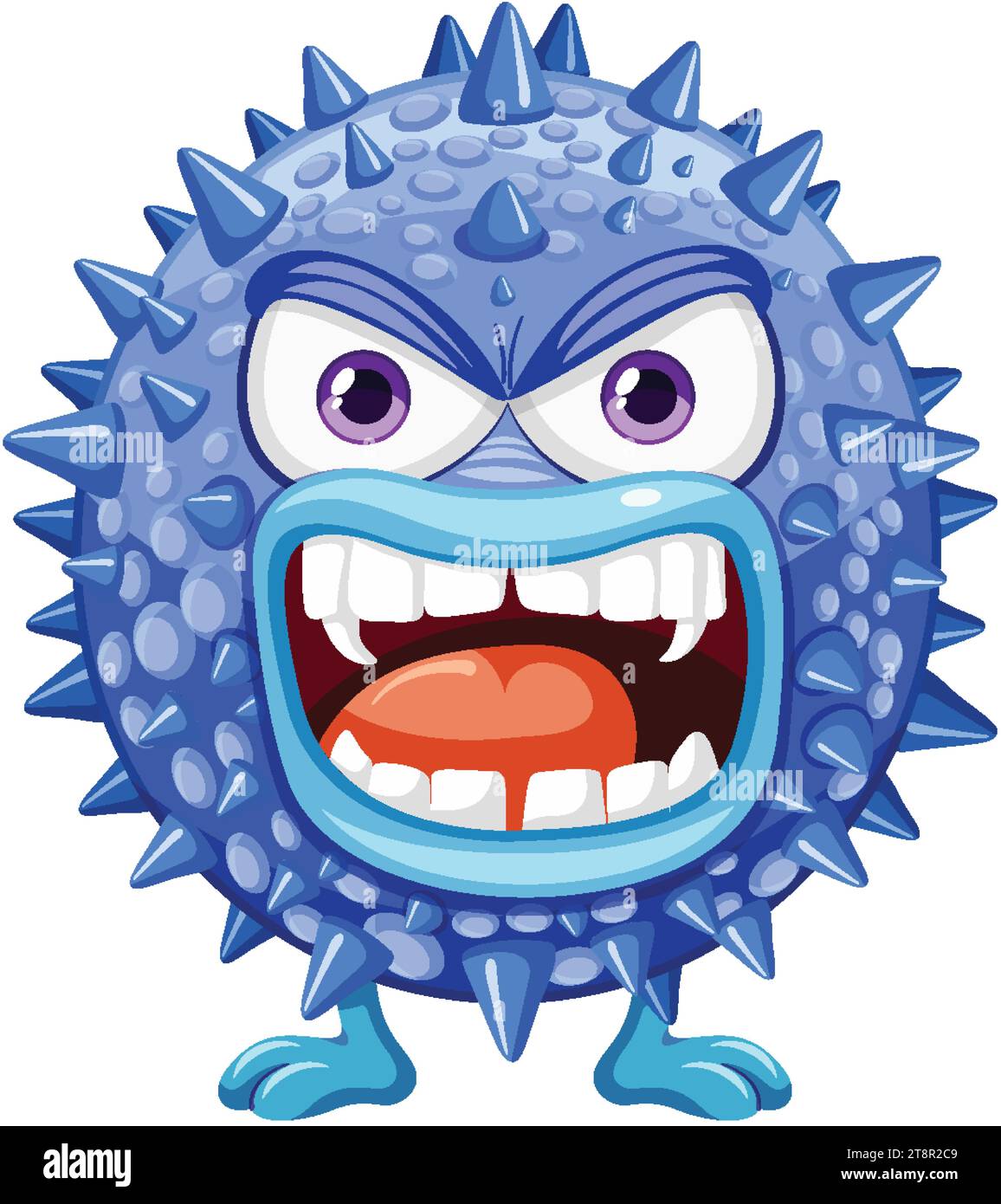 A vibrant and playful cartoon character of a spiky bacteria germ virus ...