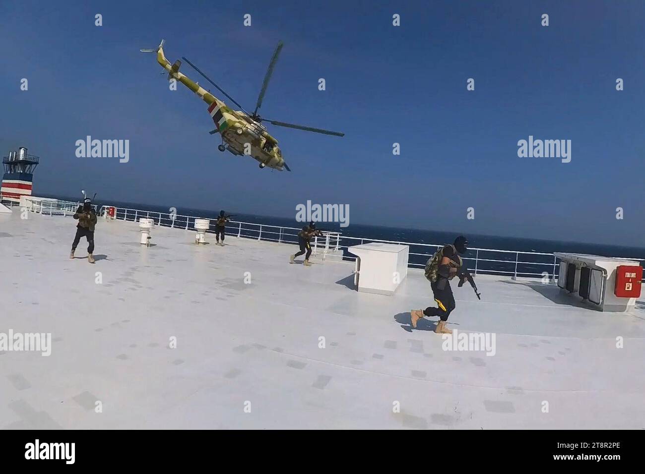 This photo released by the Houthi Media Center shows Houthi forces ...