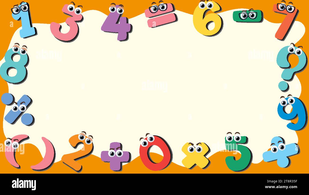 Math Number and Symbol with Eyes Character illustration Stock Vector ...