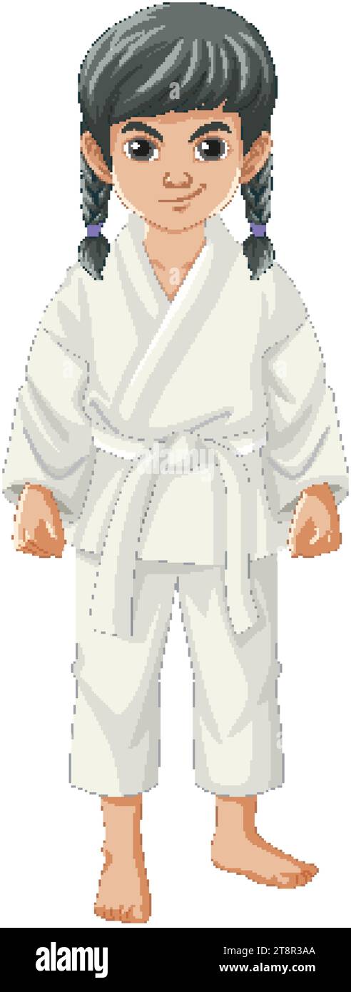 A cartoon character with a ponytail wearing a judo sport outfit Stock ...
