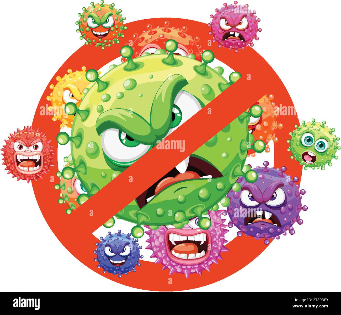 Illustration of a cartoon monster representing bacteria, germs, and ...