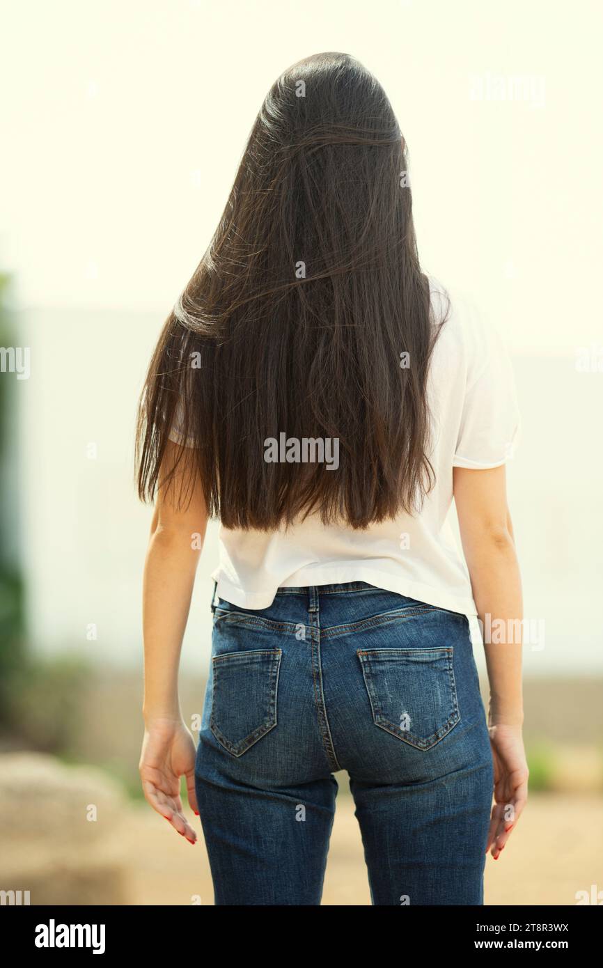 Rear view slim woman in jeans Stock Photo - Alamy