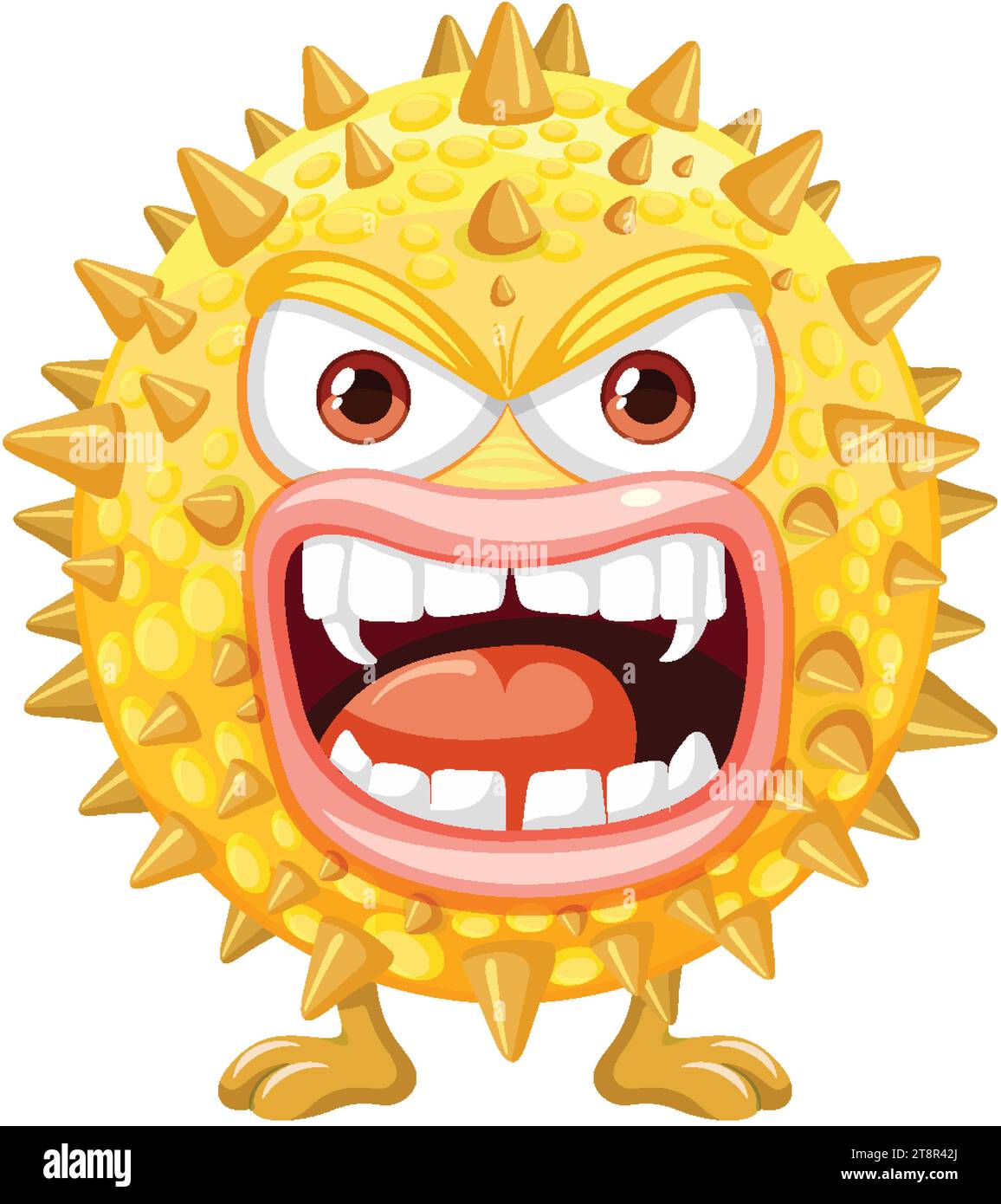 An illustrated cartoon character of a spiky bacteria germ virus monster ...