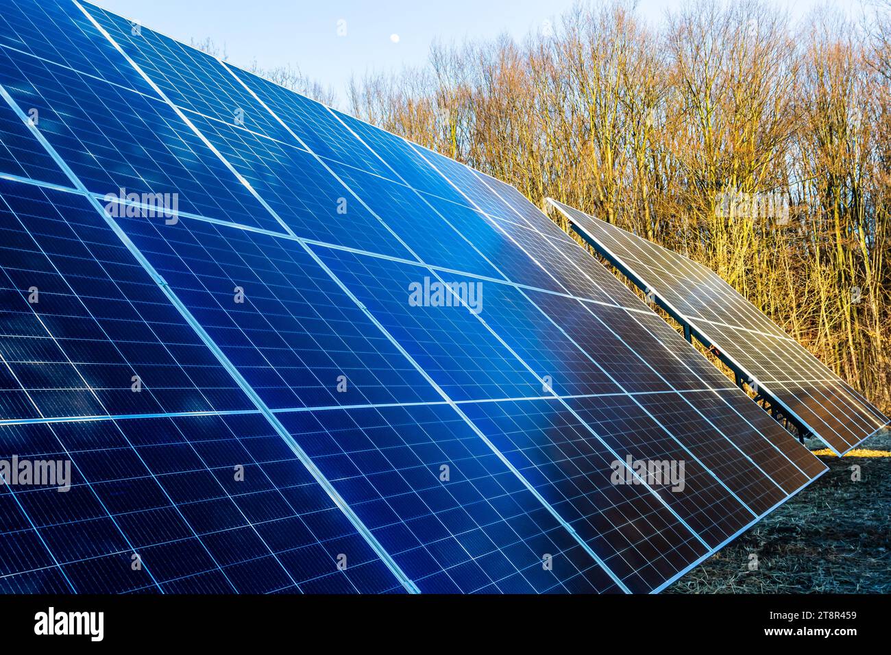 Close-up of Solar cell farm power plant eco technology.landscape of ...
