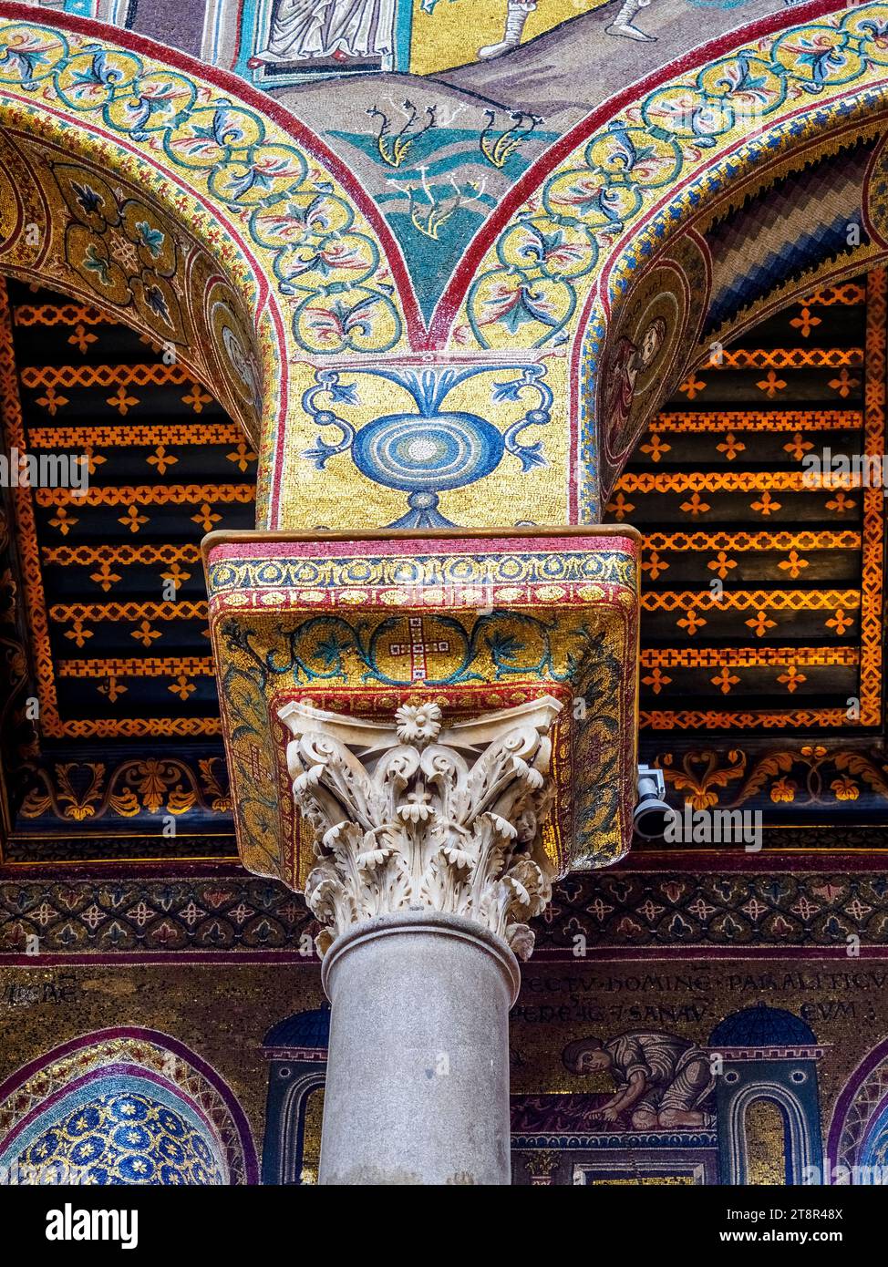 Byzantine mosaics in Monreale Cathedral, Palermo - Sicily, Italy Stock ...