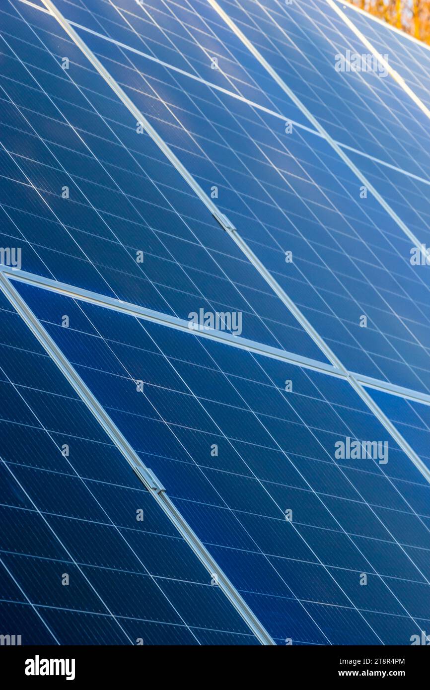 Close-up of Solar cell farm power plant eco technology.landscape of ...