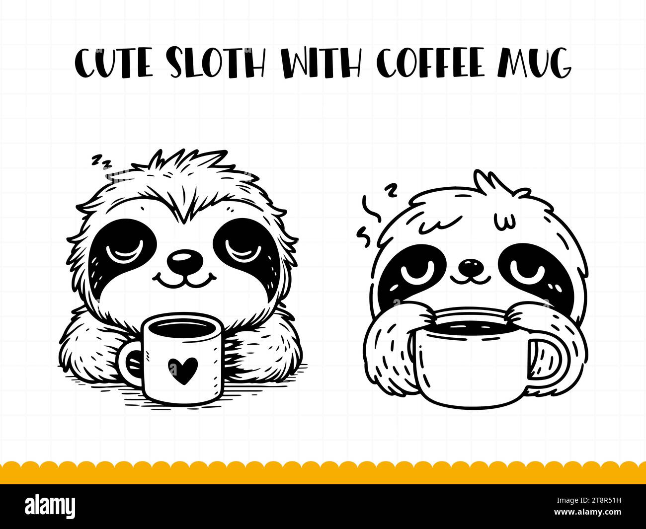 Cute sloth holding cup of coffee illustration isolated on white background. Vector Stock Vector ...