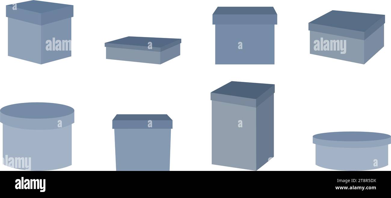 Set of packaging boxes. Cardboard closed box. For a gift, postal parcel ...