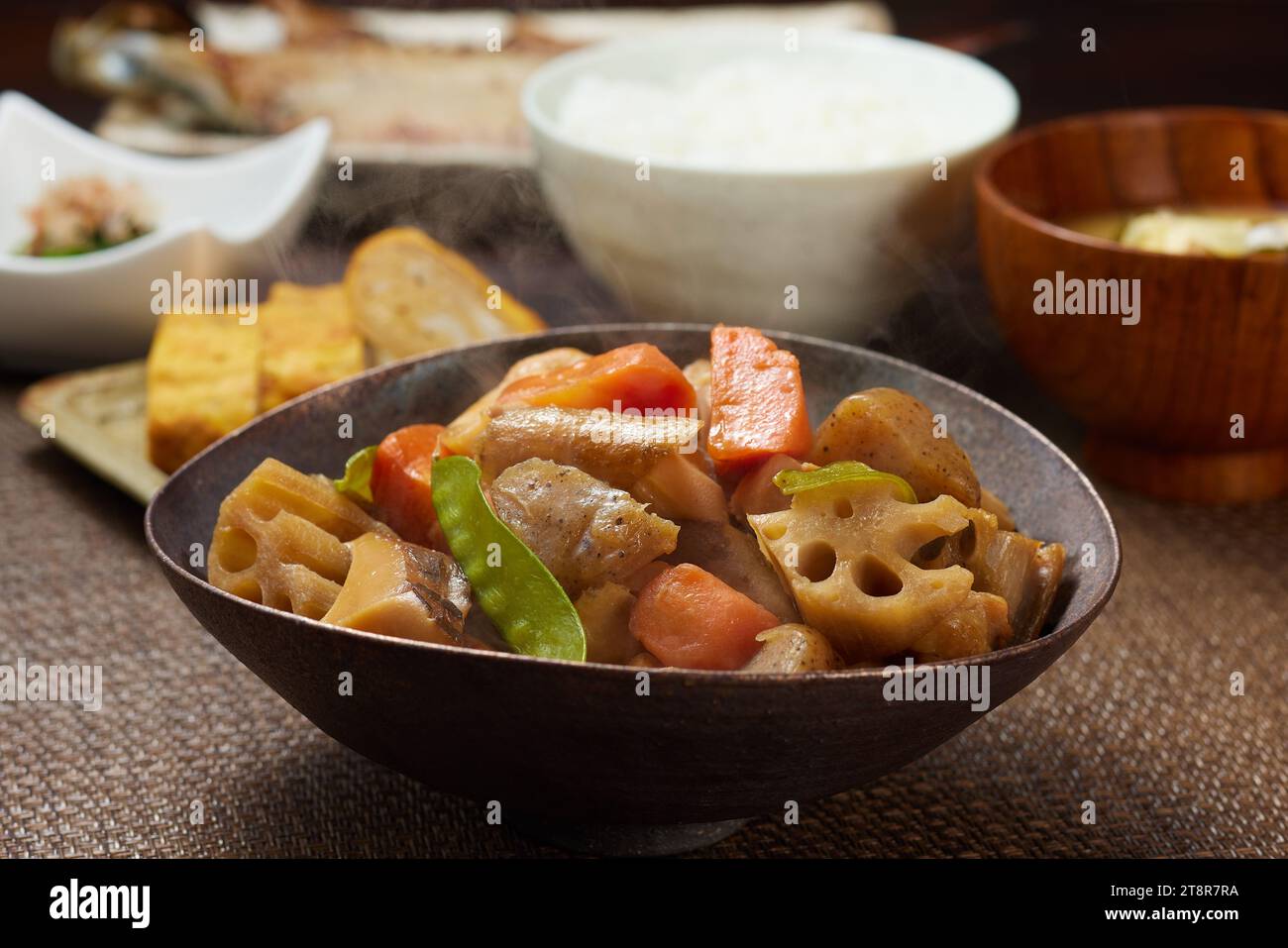 Japanese style Chikuzen ni chicken stew Stock Photo - Alamy