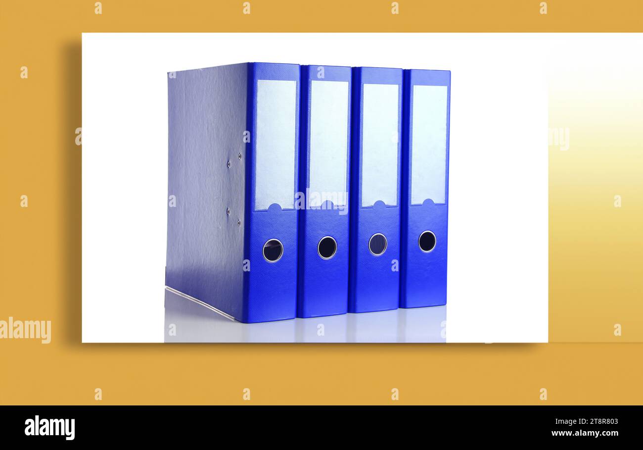 Four blue office folder for documents Stock Photo - Alamy