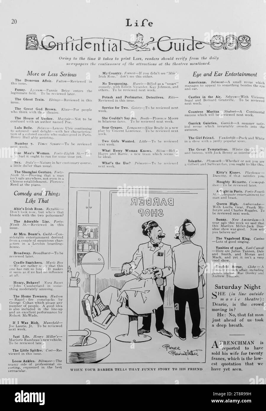 September 23, 1926 issue of LIFE magazine: Confidential guide ...