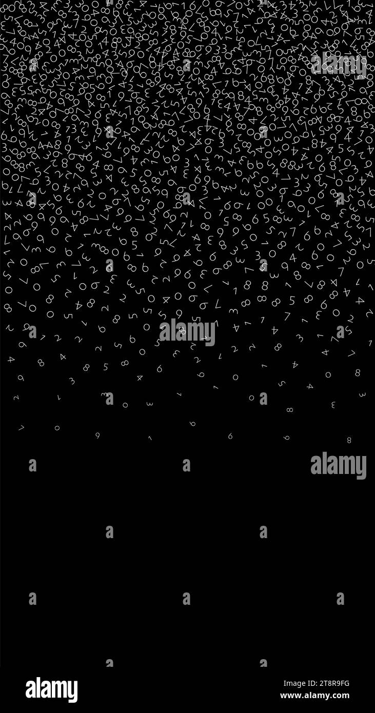 Falling numbers, big data concept. Binary white disorderly flying ...