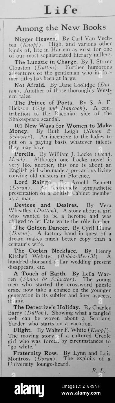 LIFE magazine review of new books September 1926 Stock Photo - Alamy