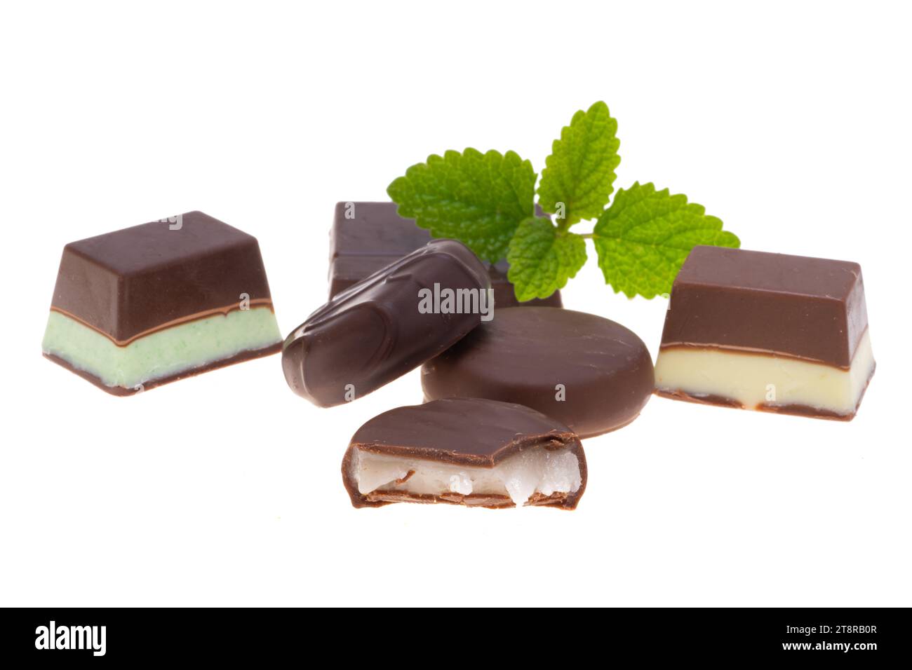 chocolate dark peppermint isolated on white background Stock Photo - Alamy