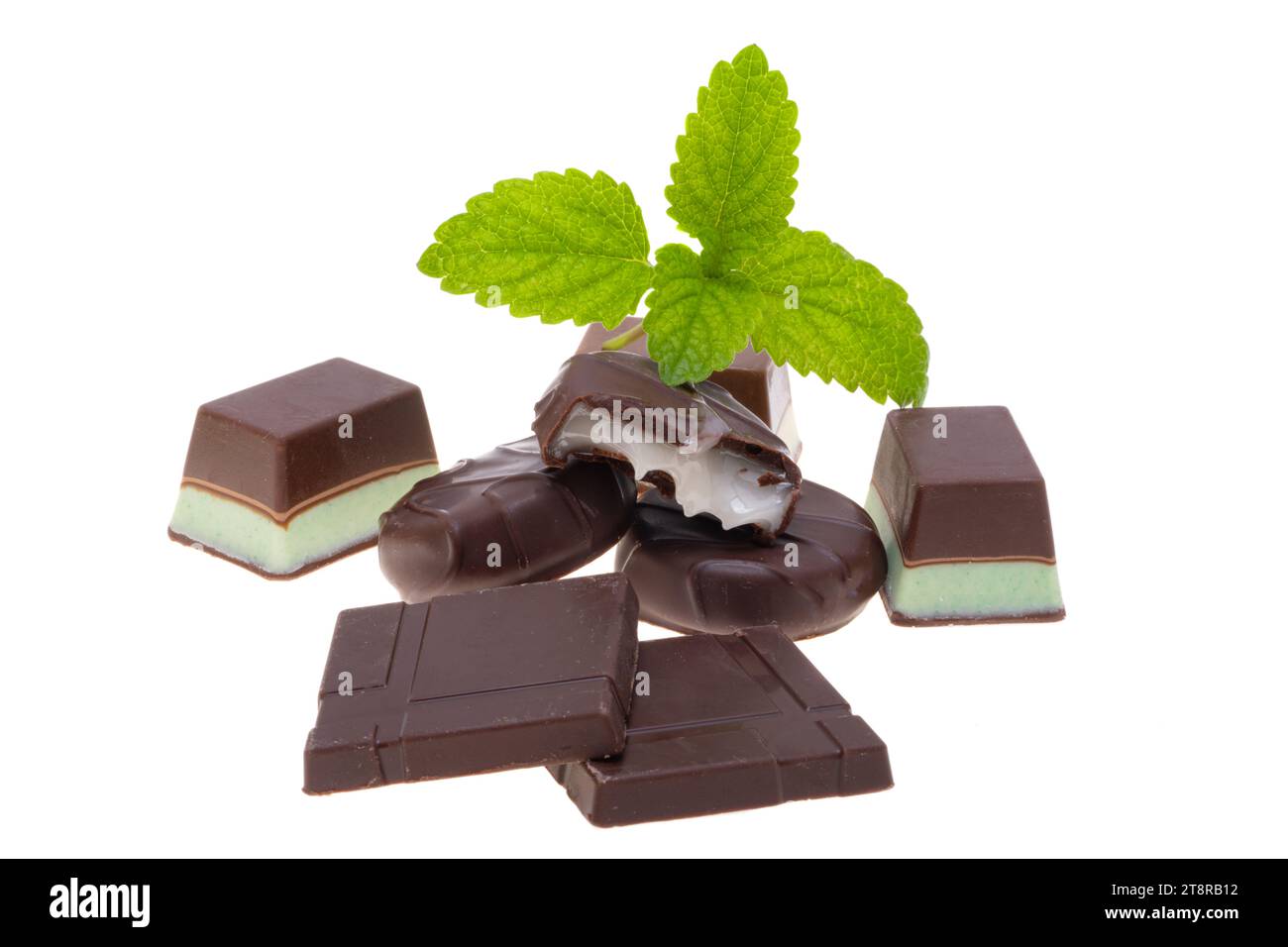 chocolate dark peppermint isolated on white background Stock Photo - Alamy