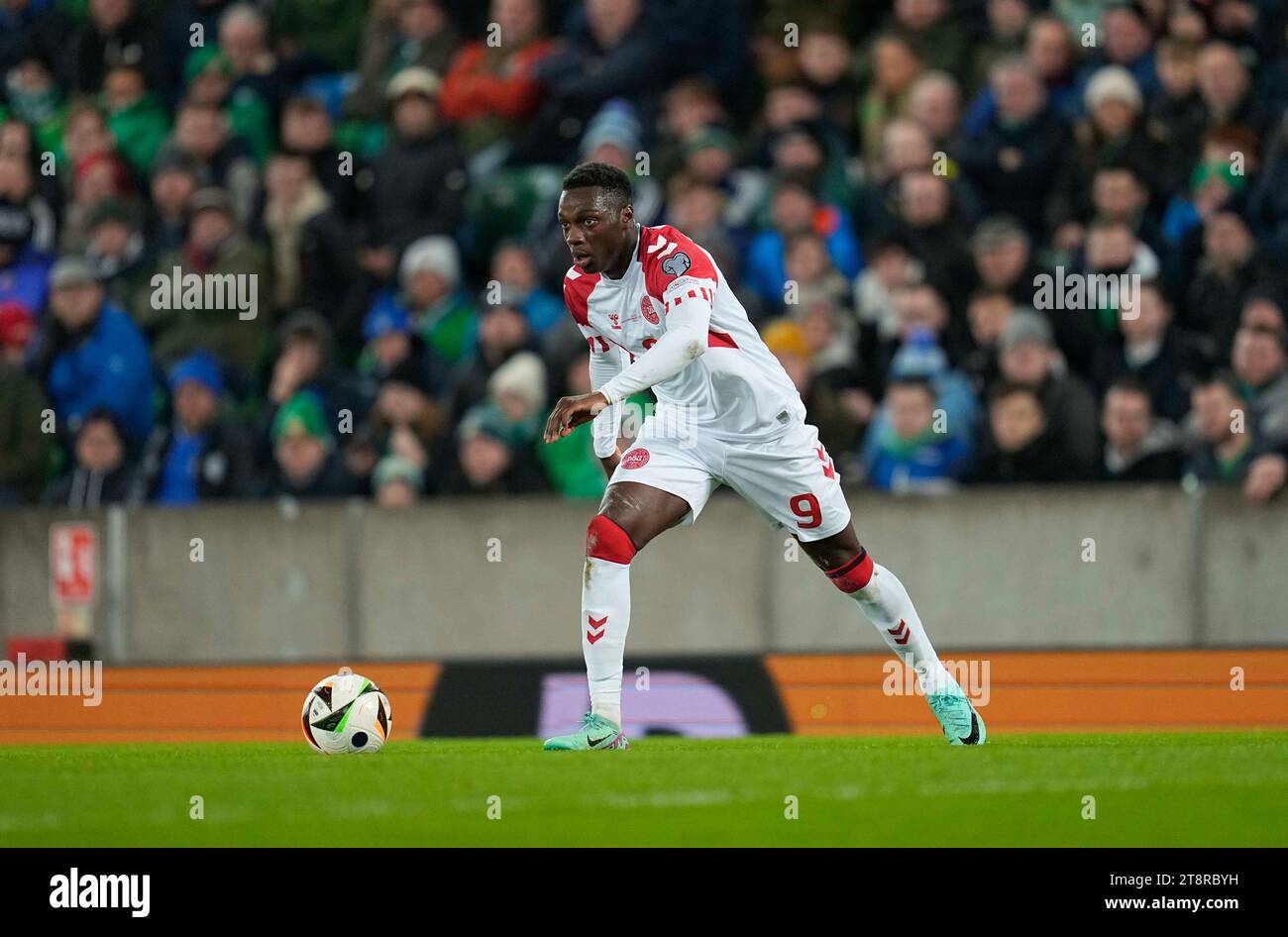 November 20 2023: Mohamed Daramy (Denmark) controls the ball during a ...