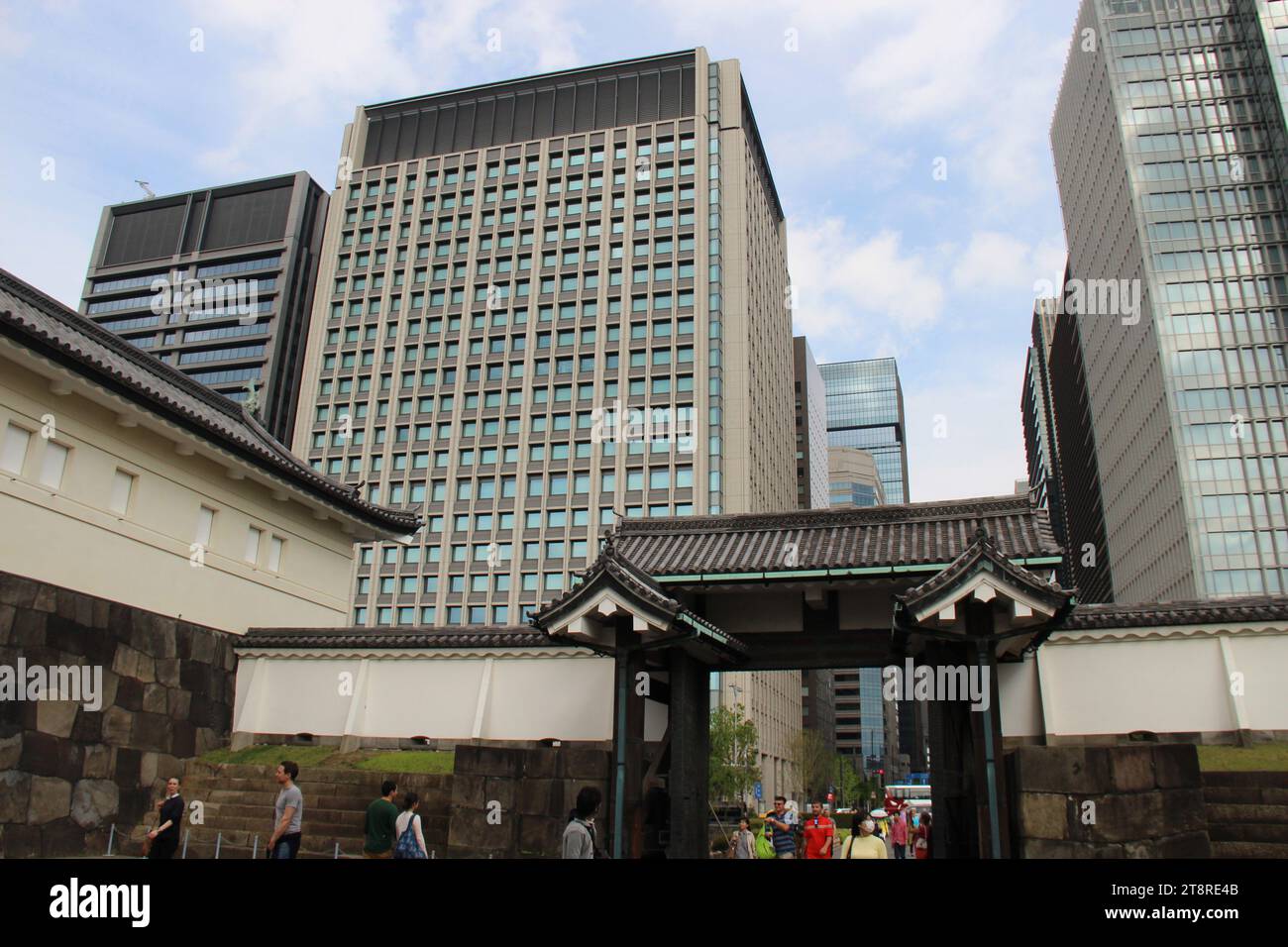 Edo Castle Remains: Gate and Modern Buildings, Tokyo, Japan Stock Photo ...
