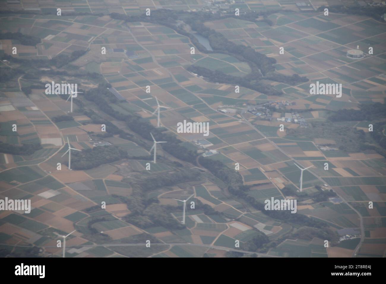 Aerial View Approaching Tokyo, Japan: Wind Farm, Honshu Island, Tokyo area, Japan Stock Photo ...
