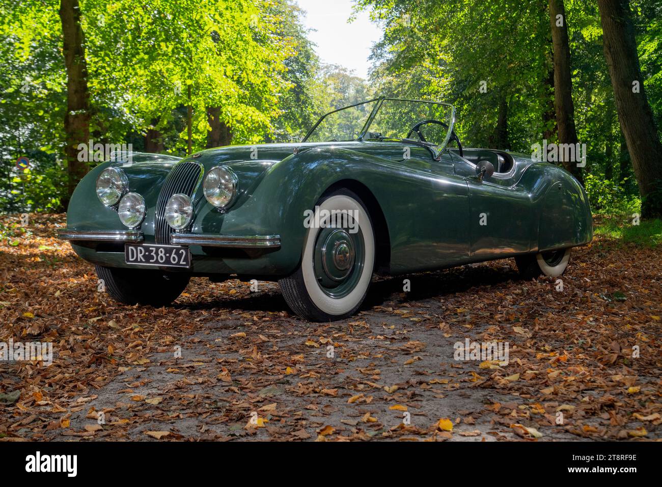 Early (1948) left hand drive Jaguar XK120 classic British sports car ...