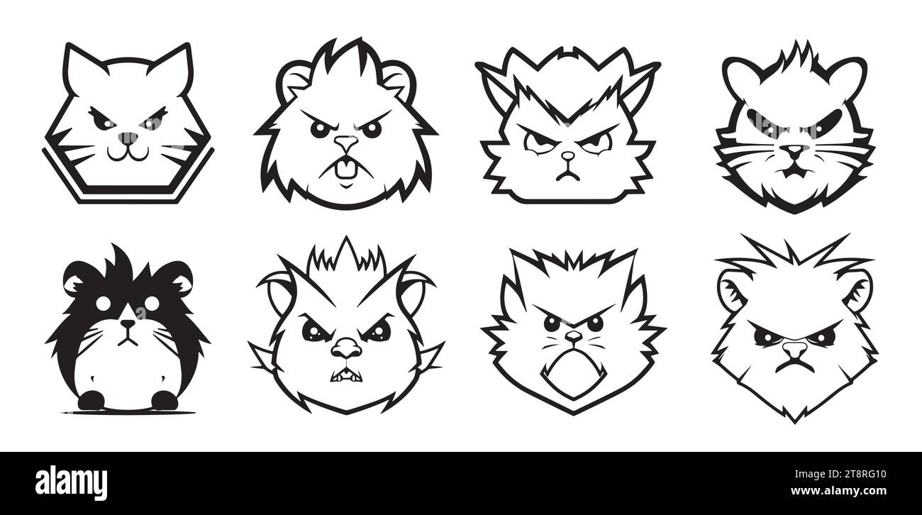 Angry Hamster collection Vector Illustration isolated on white ...