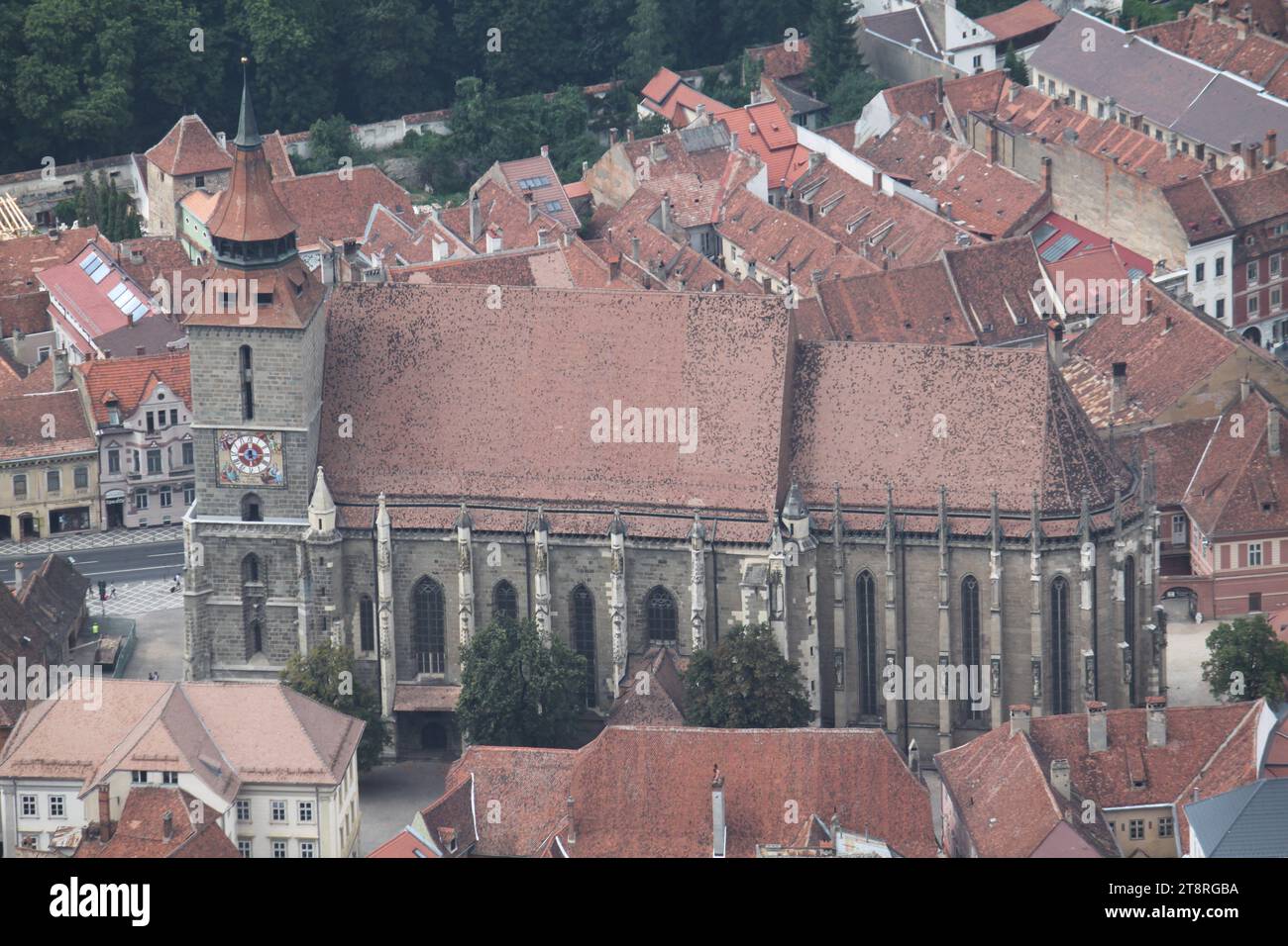Brasov Black Church Viewed from Mountain, Brasov, Romania Stock Photo ...