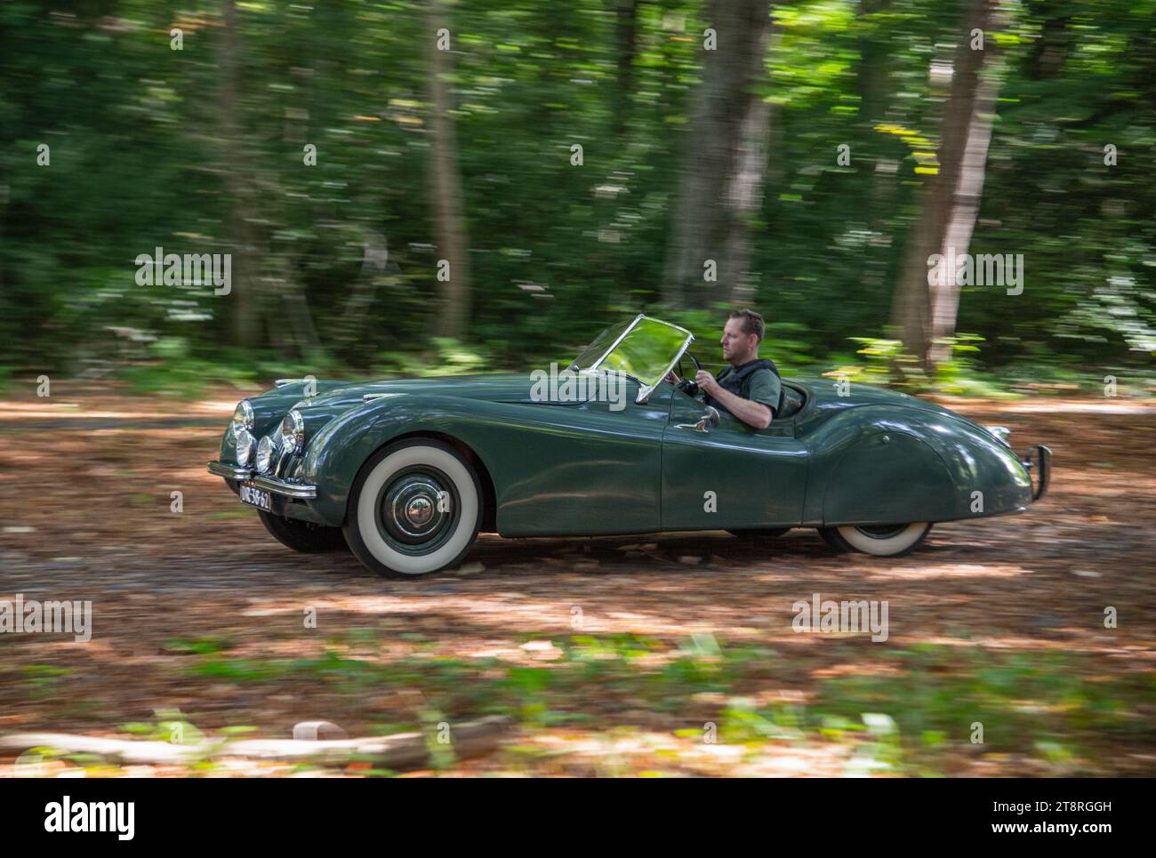 Early (1948) left hand drive Jaguar XK120 classic British sports car ...