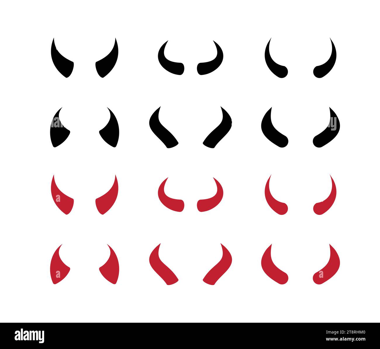 Devil Horns Set Vector Good For Halloween Party Red Devil Demon Satan Horn Carnival Symbol