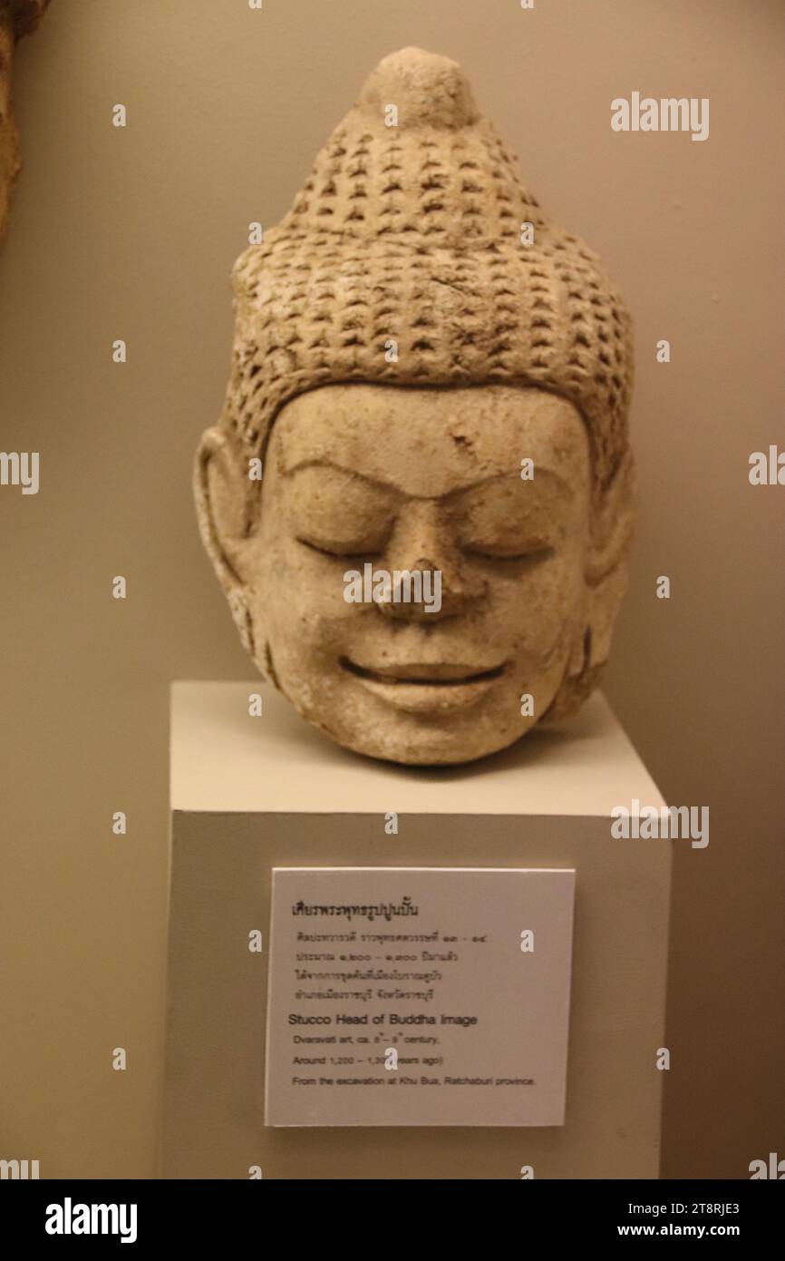 Dvaravati Art: Stucco Head of Buddha, 8th-9th Cent, National Museum of ...
