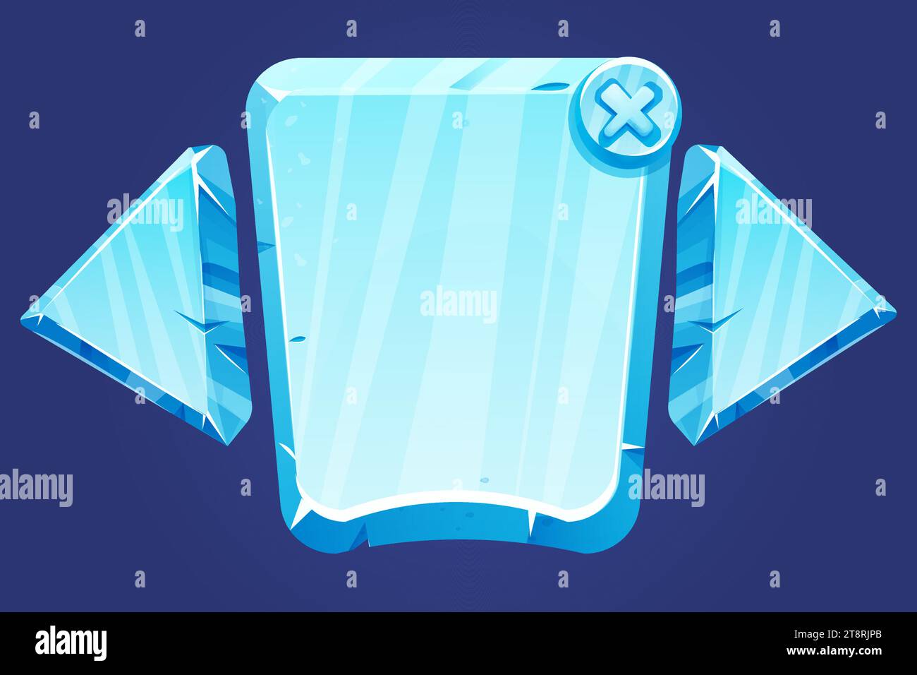 Ice button, frozen frame, level menu in cartoon style isolated on white ...