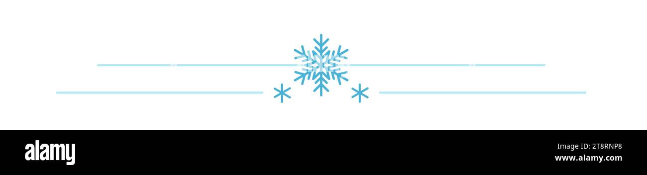 Divider with Snowflake. Christmas winter frame border horizontal line ...