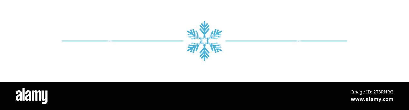 Divider with Snowflake. Christmas winter frame border horizontal line ...