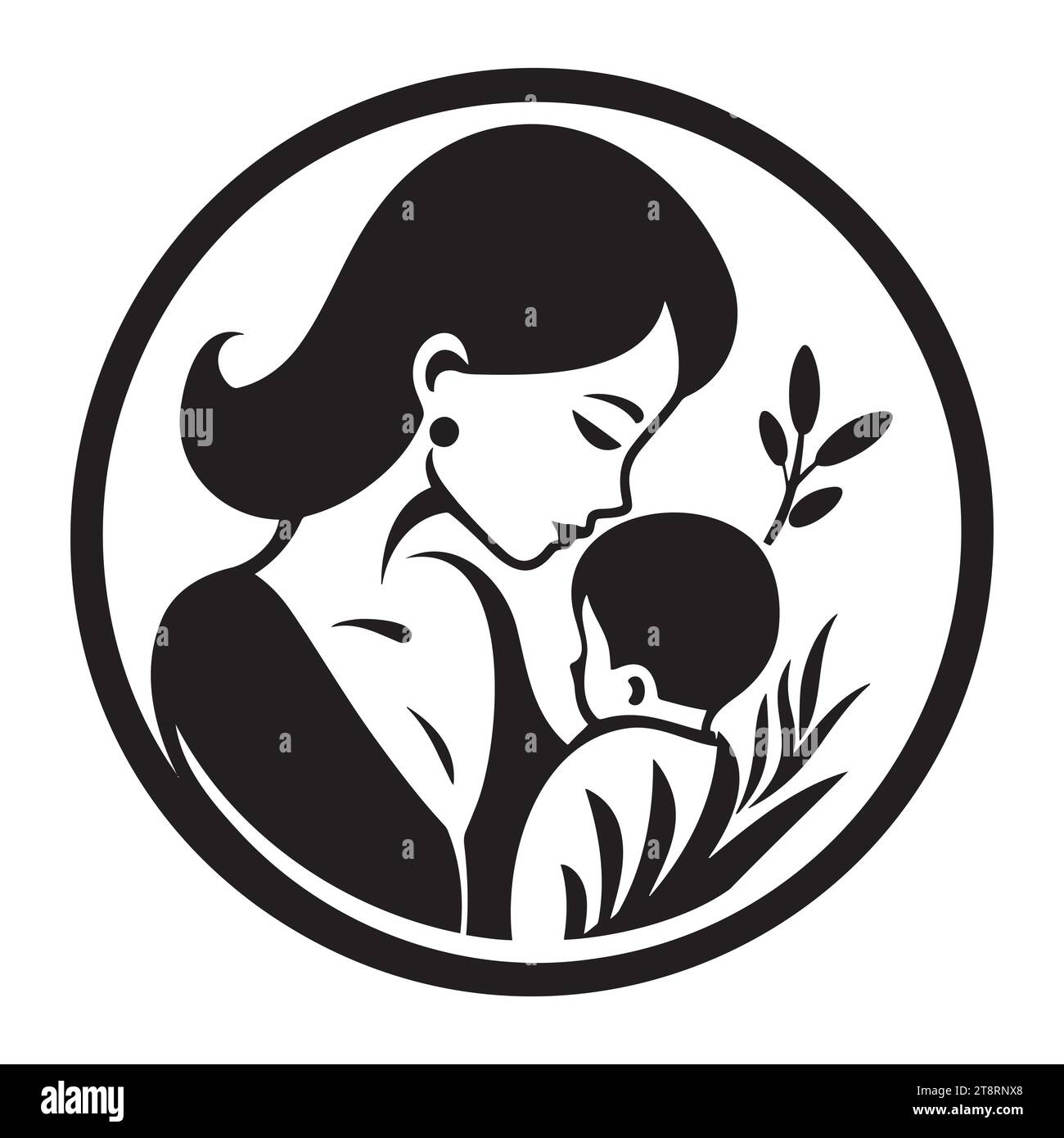 mother and baby stylized vector symbol, mom hugs her child logo template Stock Vector Image ...