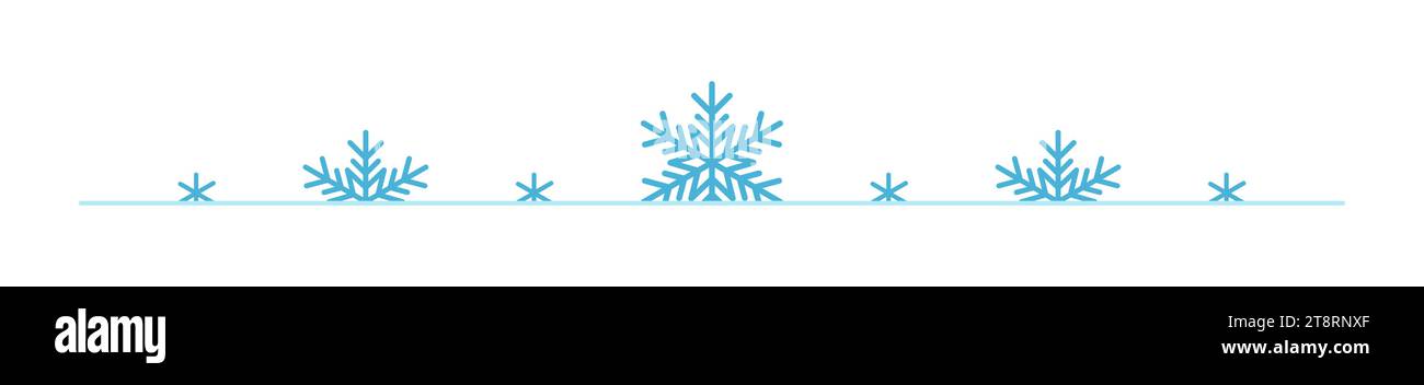 Divider with Snowflake. Christmas winter frame border horizontal line ...